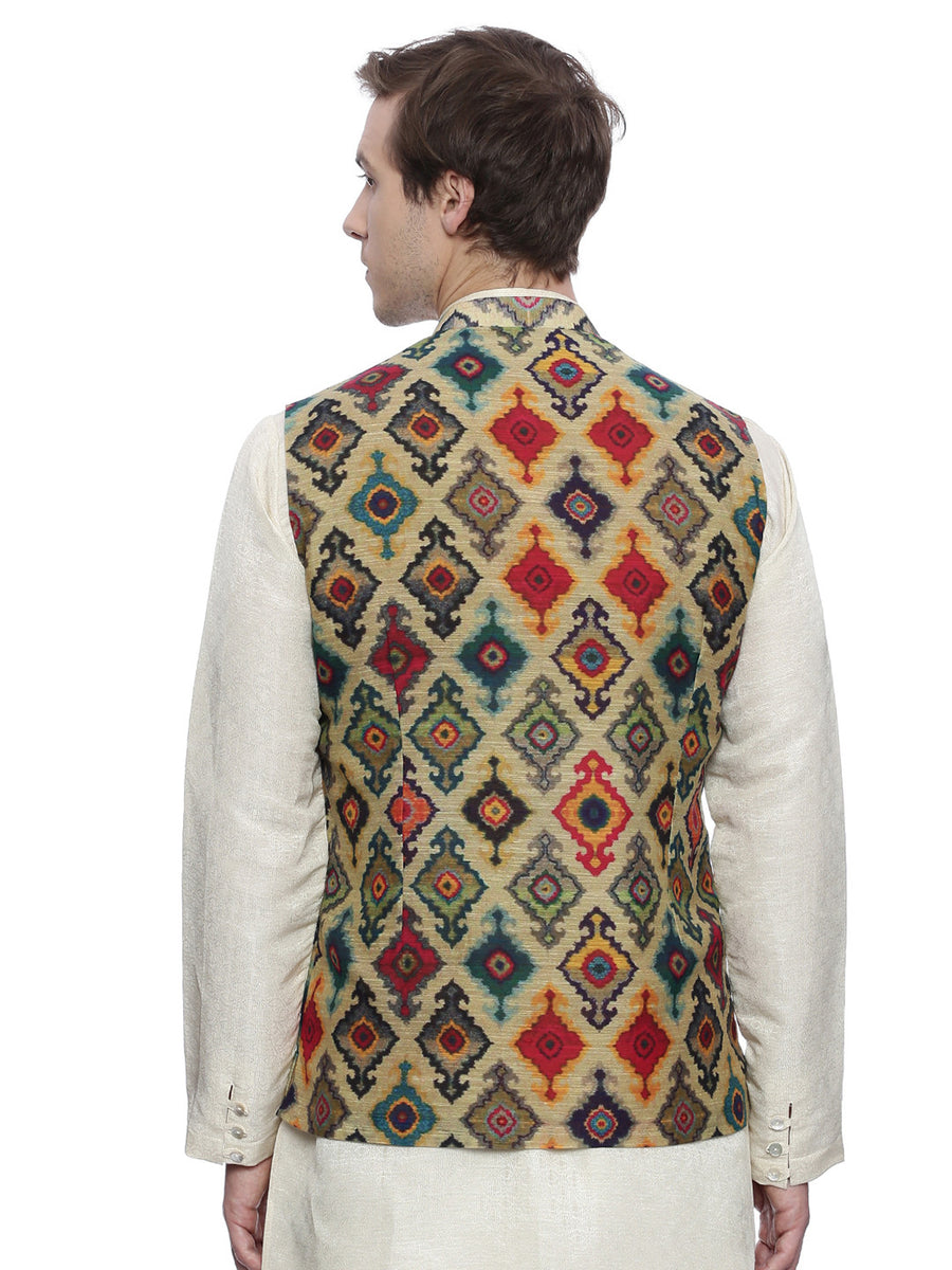 Printed Chanderi Modi Jacket- MMWC068 – Mayank Modi Fashions